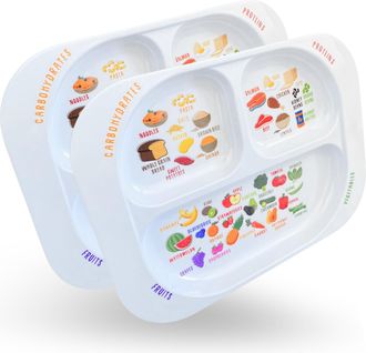 J&M Healthy Learning Teller, geteilte Portionskontrolle mit Abschnitten zum Lernen von Ernährung, Lebensmittelgruppen & Portionsgrößen, spülmaschinengeeig