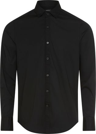 Replay Langarmhemd REPLAY, Herren, Gr. XXL, N-Gr, schwarz, Web, Obermaterial: 97% Baumwolle, 3% Elasthan, unifarben, slim fit normal, 1-Knopf-Manschette, Hem