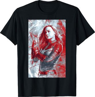 MARVEL Captain Marvel Distressed Painting Poster T-Shirt