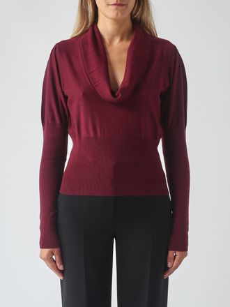Twinset Slim-Fit-Pullover aus reiner Wolle mit drapiertem Ausschnitt