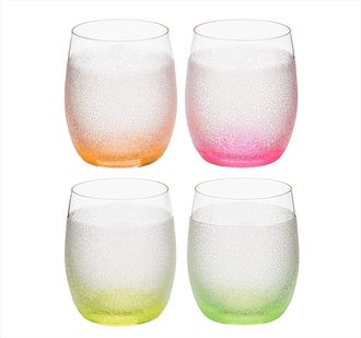 Bohemia Design Wasserglas, Wassergläser, Whiskyglas, Kristall Gläser, 4er Set, Model Neon Frozen