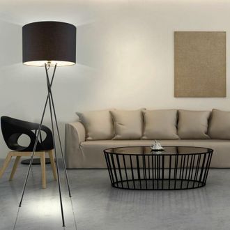 ETC Shop Decken Fluter Lese Stativ Strahler Steh Lampe Stoff Schirm schwarz im Set inkl. led Leuchtmittel