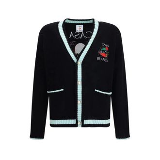 Casablanca Homme, Pulls, Noir, Taille: M Gilet en laine brod&eacute;