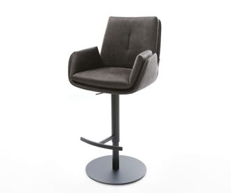 DELIFE Barstuhl Clea-Flex Mikrofaser Anthrazit Vintage Drehfu&szlig; h&ouml;henverstellbar Metall Schwarz, Barst&uuml;hle