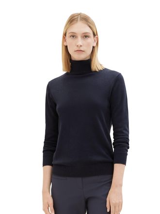 Tom Tailor Damen Basic Pullover mit Rollkragen