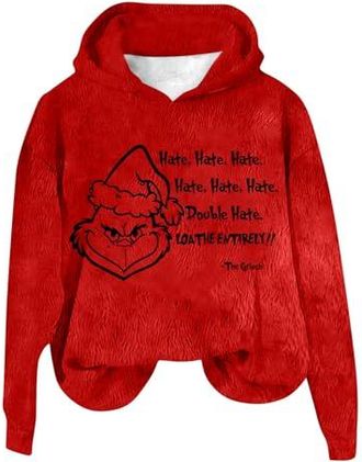 Generic Le Grinch Sweat A Capuche Femme Moche De Pulls Chaud Oversize Christmas Pyjama 2025 Vetement Femmes Noel Pull The Sweatshirts Hiver Polaire Deguisemen