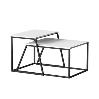 Vicco Couchtisch-Set Myra, Wei&szlig;/Schwarz, 60 x 50 cm 2 Teile