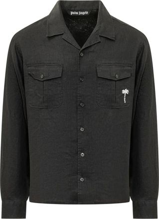 Palm Angels Homme, Chemises, Noir, Taille: XL Chemise de bowling &agrave; logo