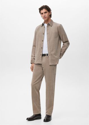 Mango Surchemise coton velours c&ocirc;tel&eacute; marron - Homme - XXL - MANGO MAN