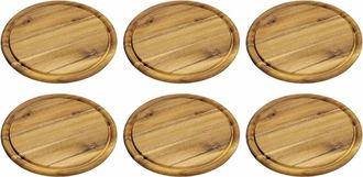 KESPER 28442 Fleischteller mit Saftrille Akazie Ø 25 cm x 1,5 cm, FSC, natur (6 Stück)