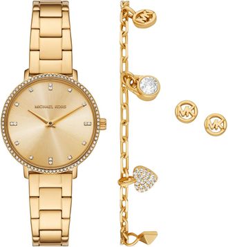 Michael Kors Uhr, Armband und Ohrringe Set Michael Kors Pyper Gift Set MK7643SET Gr&uuml;n