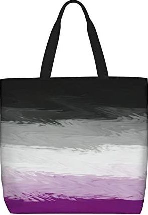 Generic Sac Fourre-Tout Drapeau De La Fiert&eacute; Asexuelle Mois De La Fiert&eacute; Lgbtq+ Sac &Agrave; Bandouli&egrave;re En Toile R&eacute;utilisable De Grande Capacit&eacute; Sacs En Toile Pour 