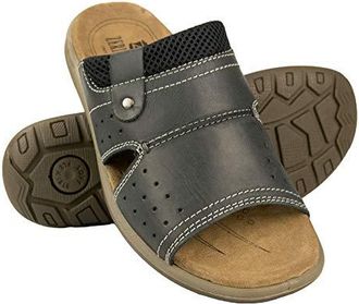 Zerimar Mules en Cuir pour Homme | Mules Hommes Ete | Sandales Homme | Sandales en Cuir Homme | Tong Homme Cuir | Couleur Bleu marine Taille 44