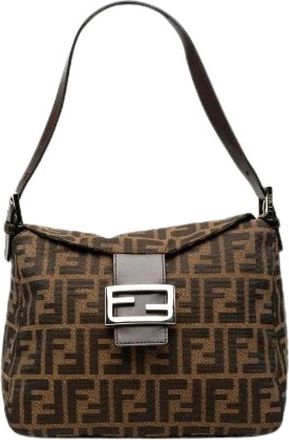 Fendi Pre-owned Zucca Mamma Baguette Canvas Handbag - Femme - Pre-owned - Brun - Taille: ONE Size