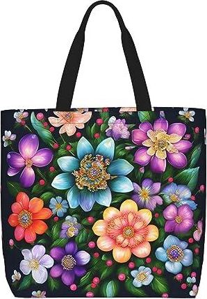 Generic Fleurs Sac A Main Femme R&eacute;utilisable Sacs De Courses L&eacute;ger Sac Cabas Pour Voyage Gym Quotidienne