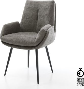 DELIFE Esszimmerstuhl Clea-Flex Boucl&eacute; Soft Schlamm 4-Fu&szlig; konisch Schwarz, Esszimmerst&uuml;hle