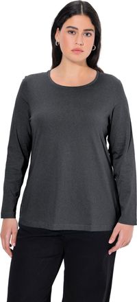 Ulla Popken Damen Langarm-shirt, Anthrazit Melange, 62-64 EU