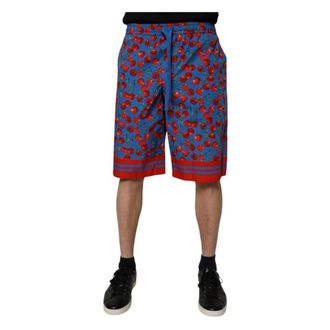 Dolce & Gabbana Homme, Shorts, Multicolore, Taille: M Bermuda Bleu &agrave; Imprim&eacute; Cerises