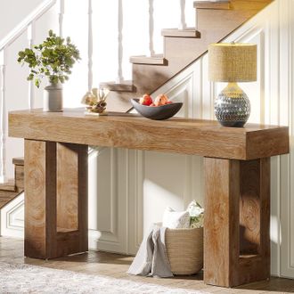 Generic Farmhouse Eingangstisch aus Holz, Sofatisch Im Landhausstil, Schmaler Konsolentisch, Eingangstisch mit Verdickter Tischplatte, für Wohnzimmer Schlafzi