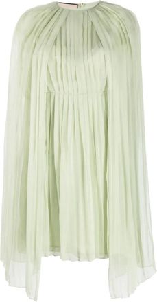 Gucci robe courte pliss&eacute;e &agrave; d&eacute;tail de cape - Vert