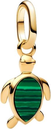 Pandora ME Gr&uuml;ne Schildkr&ouml;te Mini-Charm-Anh&auml;nger mit Malachit und 14 Karat Vergoldetem Sterling Silber, Kompatibel Me und Moments Anh&auml;nger, 763823C01