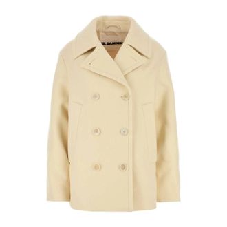 Jil Sander Pastellrosa Wollmantel - - Coats - Damen - Gelb - M
