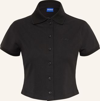 HUGO BOSS Hugo Cropped-Hemdbluse Darbican schwarz