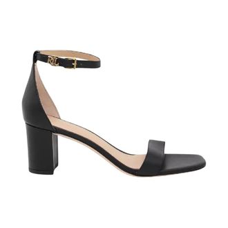 Ralph Lauren Schwarze Ledersandalen mit Abs&auml;tzen - - Shoes - Damen - Schwarzk - 36 1/2 EU