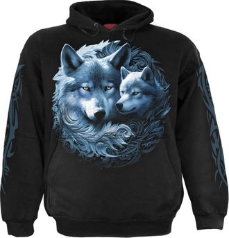 Spiral Wolf Guardian - Hoodie M&auml;nner Kapuzenpullover schwarz XXL 100% Baumwolle Horror, Rockwear