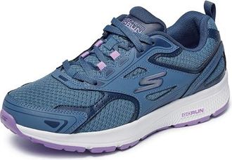 Skechers Femme Go Run Consistent Baskets, Blue Leather/Synthetic/Purple Trim/Textile, 38 EU