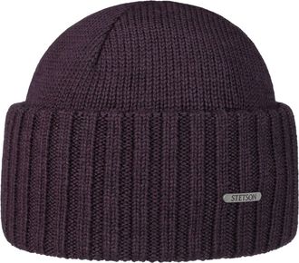 Stetson Northport Winterm&uuml;tze Merinowolle M&uuml;tze Made in Italy Seemannsm&uuml;tze Damen Herren Herbst Winter lila One Size