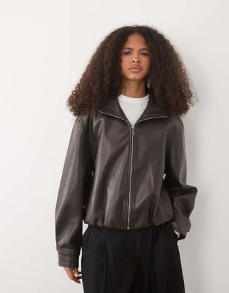 Forever New Bomber en similicuir - Chocolat-Marron