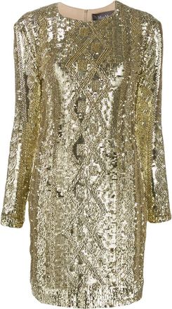 Max Mara robe ajust&eacute;e de sequins - Or