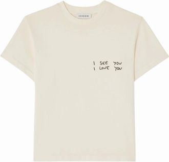 Anine Bing Femme, Tops, Blanc, Taille: 38 FR Shelley Tee I See You I Love You