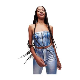 Karl Lagerfeld Bustier en jean - Femme - Tops - Bleu - Taille: 36 FR