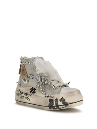 R13 Womens High Top Sneakers Off White With Charms