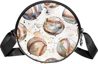 Generic Petit sac &agrave; bandouli&egrave;re Circle pour femme, sac de sport et de baseball avec fermeture &eacute;clair, bretelles r&eacute;glables, sac &agrave; main rond d&eacute;contract&eacute; pour fe