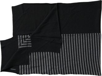 Dolce & Gabbana Mens Striped Wool Blend Scarf Black Viscose Nylon