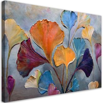 Feeby Tableau d&eacute;co Fleurs Ginko color&eacute;es 90x60
