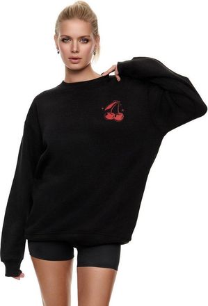 Worldclassca Sweatshirt Worldclassca Oversized Sweatshirt Print Langarm Pullover Oberteil WISHING YOU HAVE A CHERRYLIC DAY