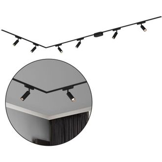 B.K.Licht B.k.licht - Briloner Luxtrail Schienensystem, Komplettset, 6x led Spots, Warmwei&szlig;, L-Form, Schwarz, 3m