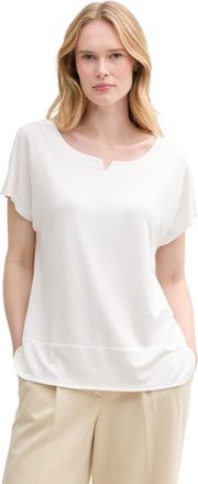 Tom Tailor Damen Basic T-Shirt mit weitem Rundhalsausschnitt, 10315 - Whisper White, XXXL