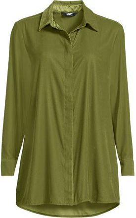 Lands End Samtbluse, Damen, Größe:52 plus, Grün, Polyester, by Lands End