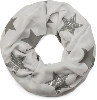styleBREAKER écharpe tubulaire à motifs étoilés et applications de strass nobles, femmes 01018086, couleur:Gris clair-gris