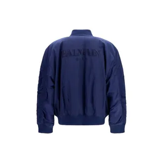 Balmain Mens Blue Polyamide Bomber Clothing