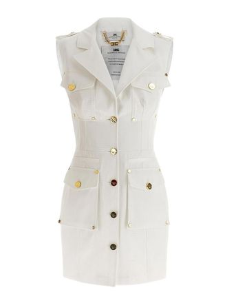 Elisabetta Franchi Robe Au Genou - Blanc