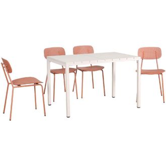 DRAWER Ensemble table 120 cm jardin m&eacute;tal 4 personnes chaises ext&eacute;rieur terrasse balcon Orka