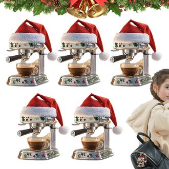 Generic Dekofigur für Kaffeemaschinen, 5 Stück, Acryl, Weihnachtsbaumschmuck, 2D-Kaffeeliebhaber, dekoratives Ornament