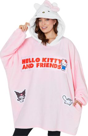 Hello Kitty Sanrio Oversized Hoodie Damen, Fleece Pullover Decke zum Anziehen mit Kapuze, Geschenke f&uuml;r Frauen & Teens
