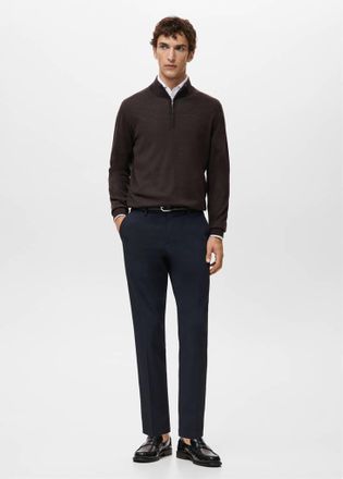 Mango Pantalon Bologna cropped slim-fit bleu marine - Homme - 38 - MANGO MAN